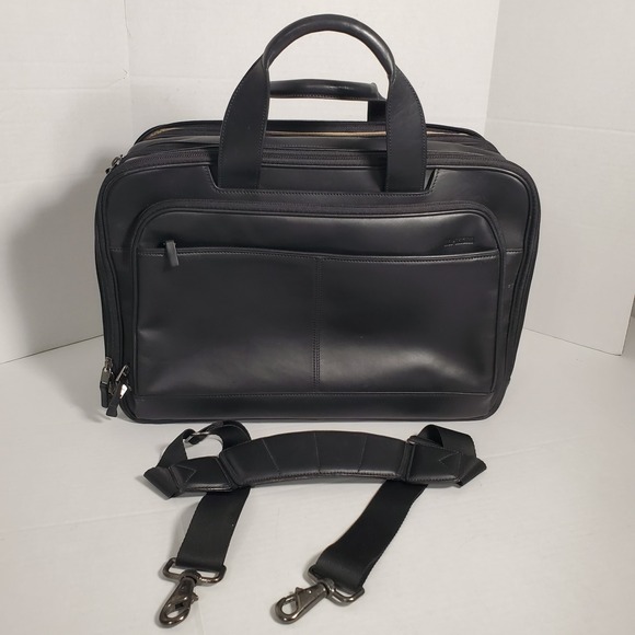 Hartmann | Bags | Hartmann Black Leather Laptop Briefcase Double ...
